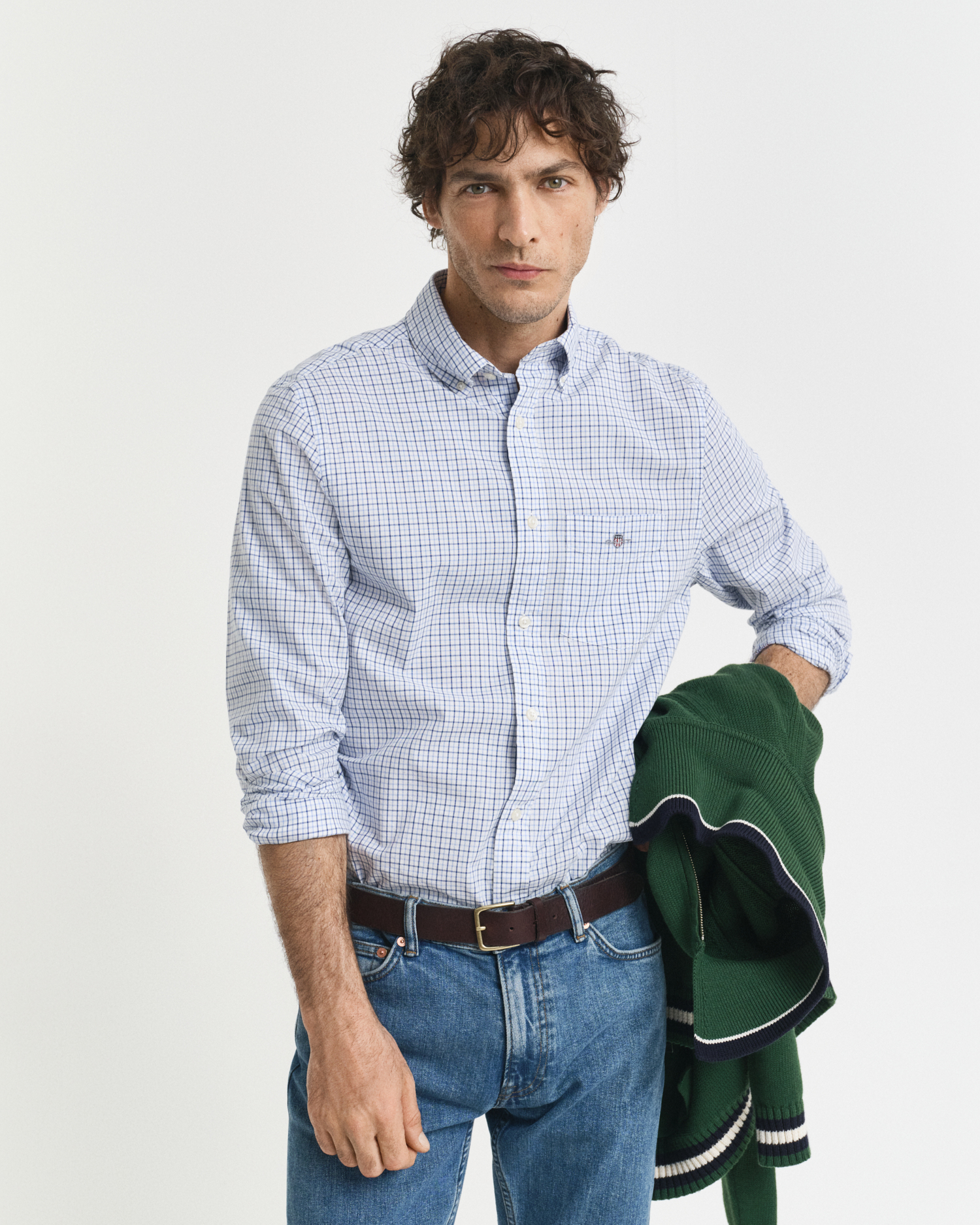 Regular Fit Classic overhemd van poplin met kleine ruitjes - GANT